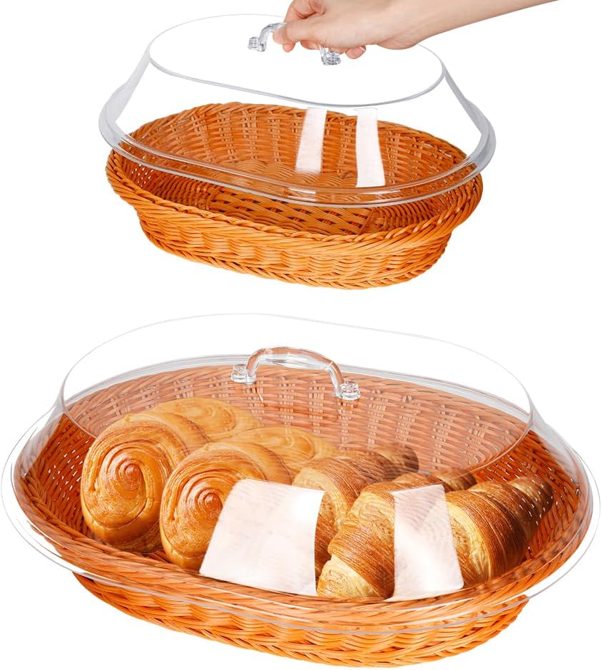Amazon.com: 2 Set Wicker Bread Basket - Imitation Rattan Basket with ...