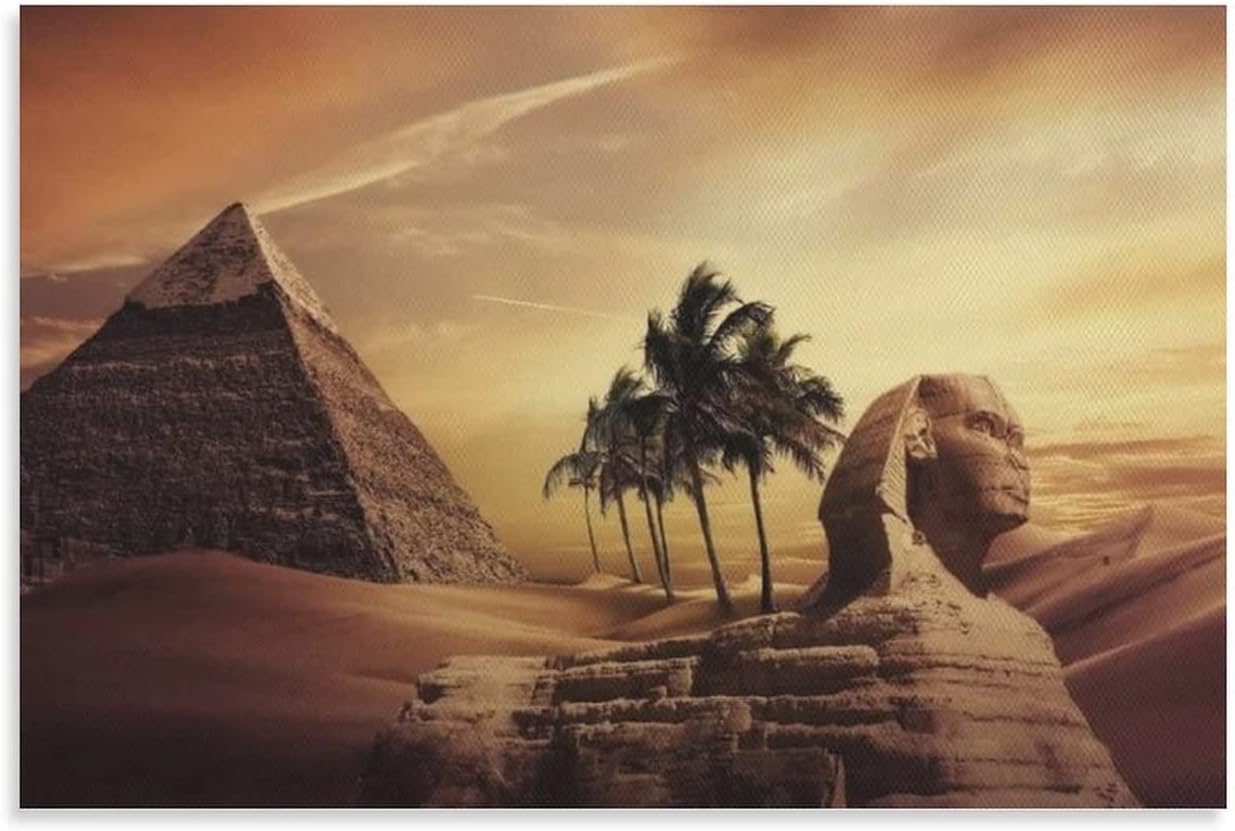 Amazon.com: Ancient Egyptian Desert Landscape Art Poster Pyramids ...