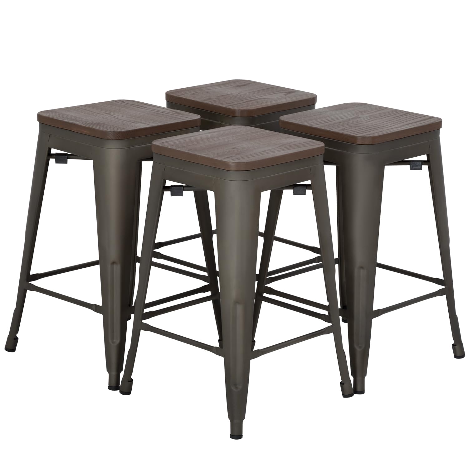 Snapklik.com : FDW Metal Bar Stools Set Of 4 Counter Height Bar Stools ...