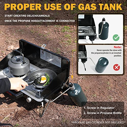 FEASTO Camping Propane Stove, Portable Camping Grill Stove, Push-Button ...