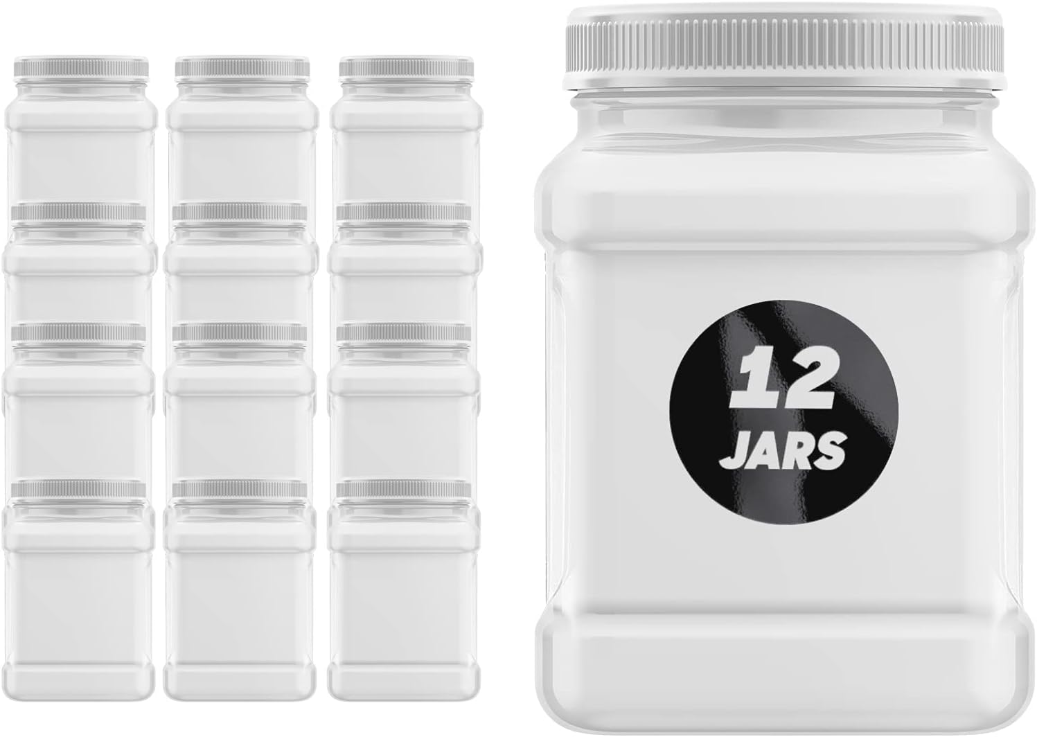 Amazon.com: Gerrii 12 Pack 32 Oz Plastic Jar with Lid Bulk 1/4 Gallon ...