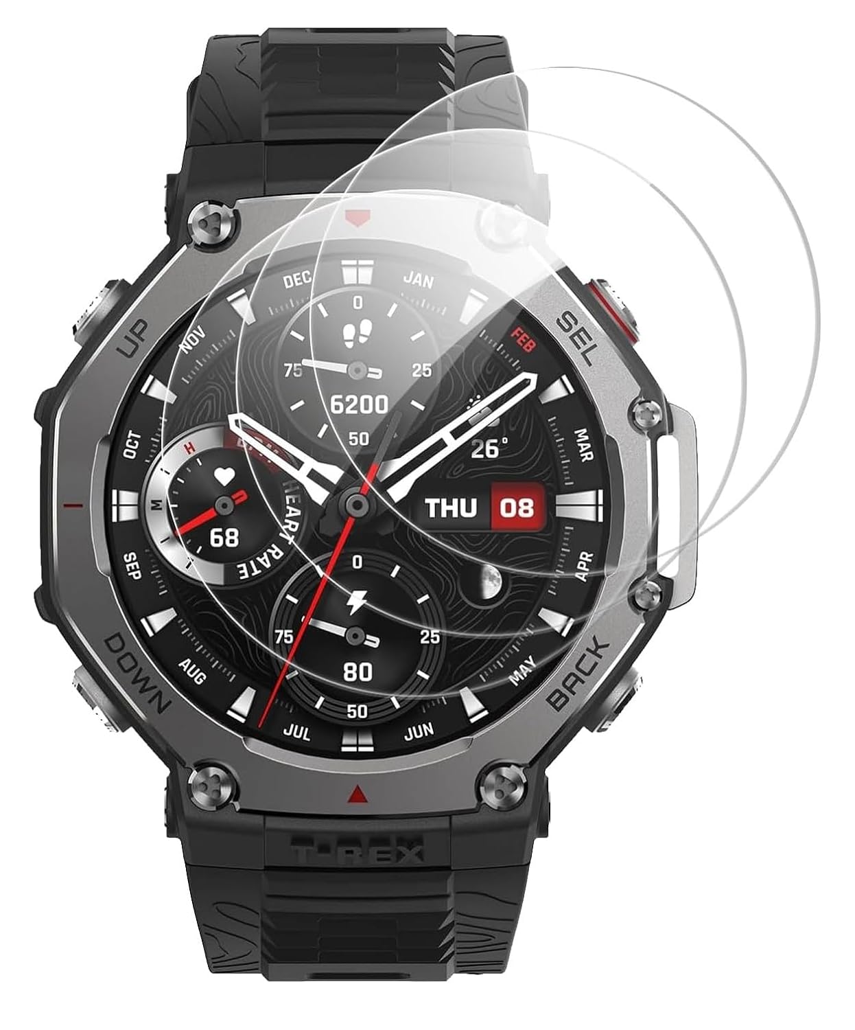 M.G.R.J® Tempered Glass Screen Protector for Amazfit T-Rex 3 48mm Smart ...