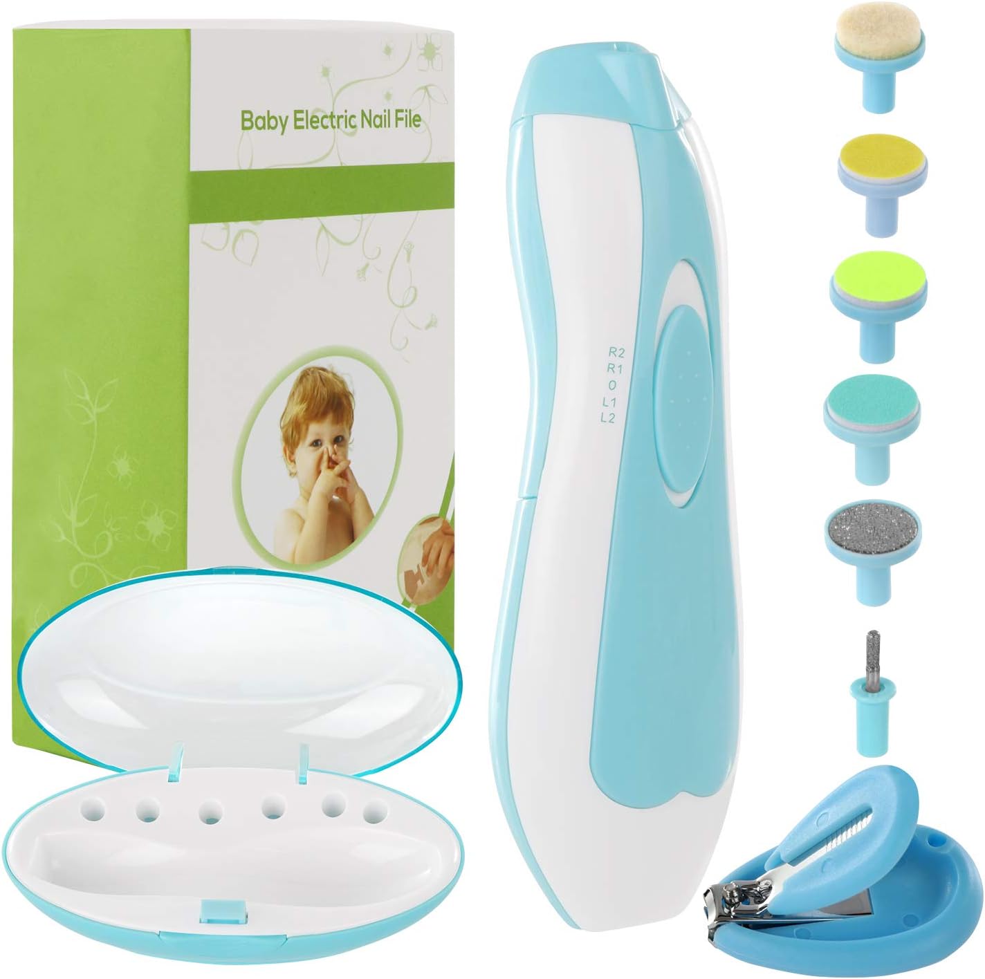 Amazon.com: Electric Baby Nail File with Light, with Nail Clippers.6pc ...