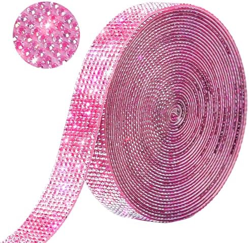 Amazon.com: GUGANEL Self Adhesive Pink AB Rhinestone Ribbon Crystal ...