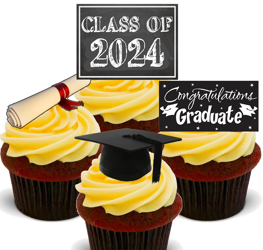 Graduation Congratulations Class Of 2023 Edible Cupcake Toppers Stand ...