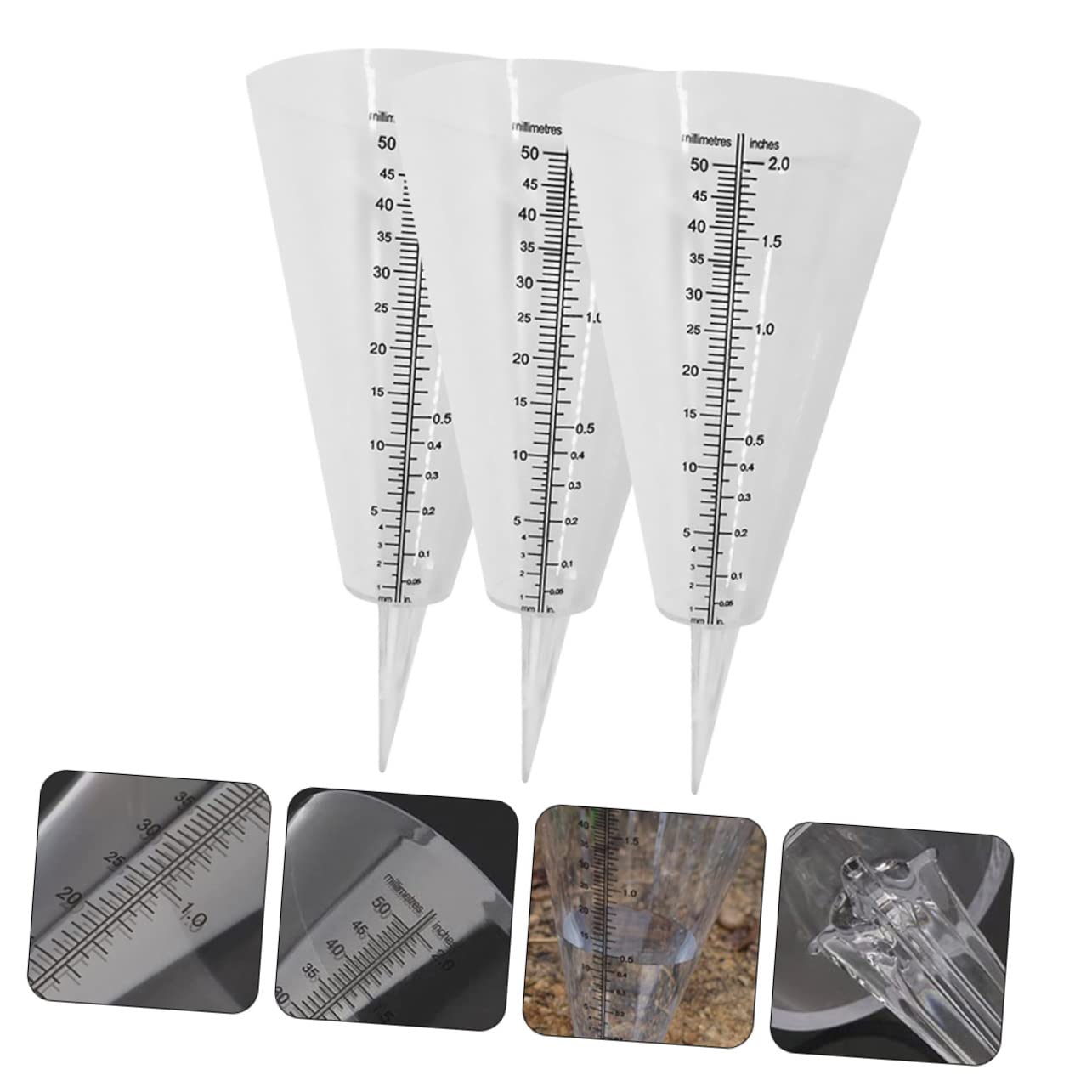 Plastic Rain Measuring Cups TOYANDONA 3-Piece Outdoor Rain Gauge Set ...