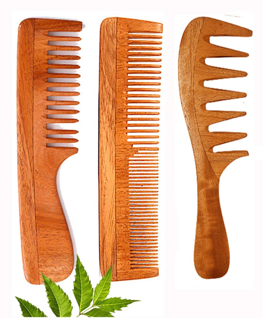 Buy Rufiys Neem Wooden Comb for Hair fall Control Hair Growth ...