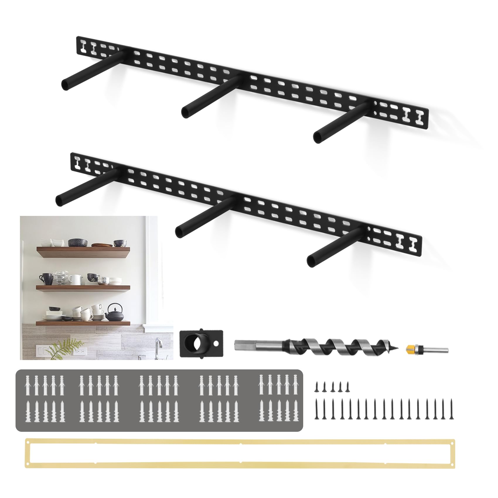 Amazon.com: Upgrade 2pcs Floating Shelf Hardware, 34"x8"Wall Mounted ...
