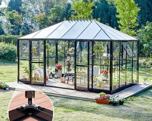 Amazon.com : HOWE 14x9.5x9 FT Polycarbonate Greenhouse with 2 Vents and ...