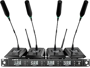 Amazon.com: Phenyx Pro Wireless Conference Microphone System, Quad Channel Wireless Podium ...