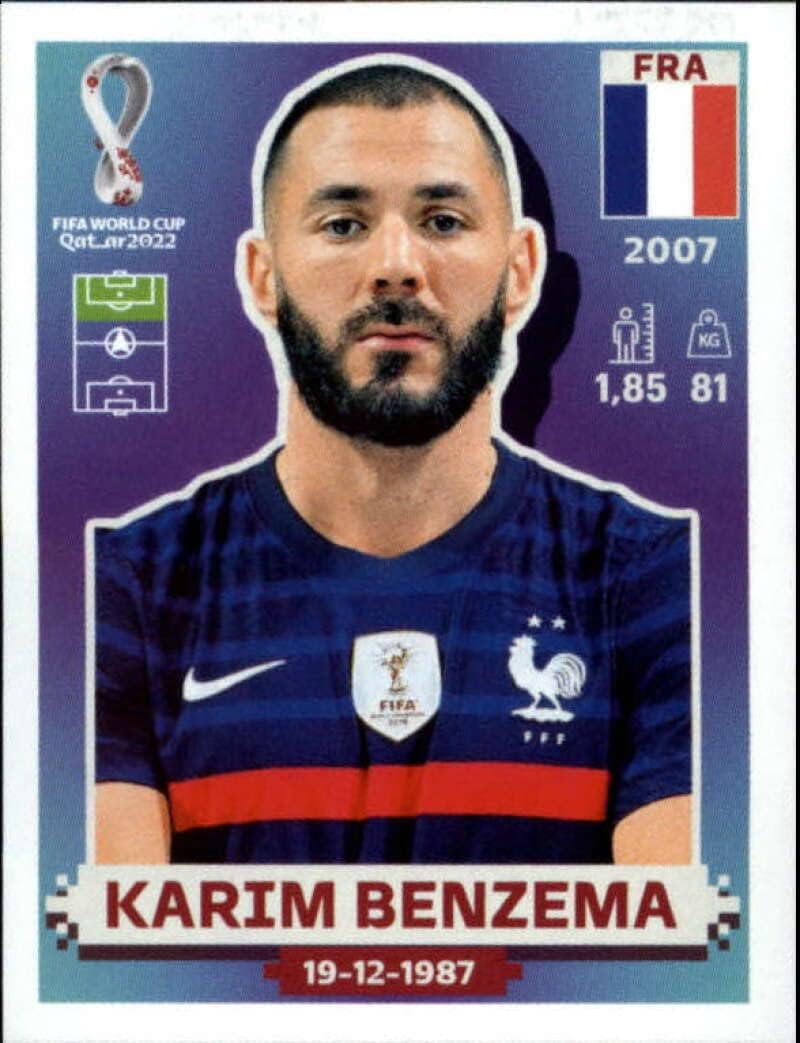 2022 Panini World Cup Qatar Sticker FRA16 Karim Benzema Group D France ...