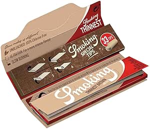 Amazon.com: Smoking Brand Thinnest Brown Unbleached King Size (110mm ...