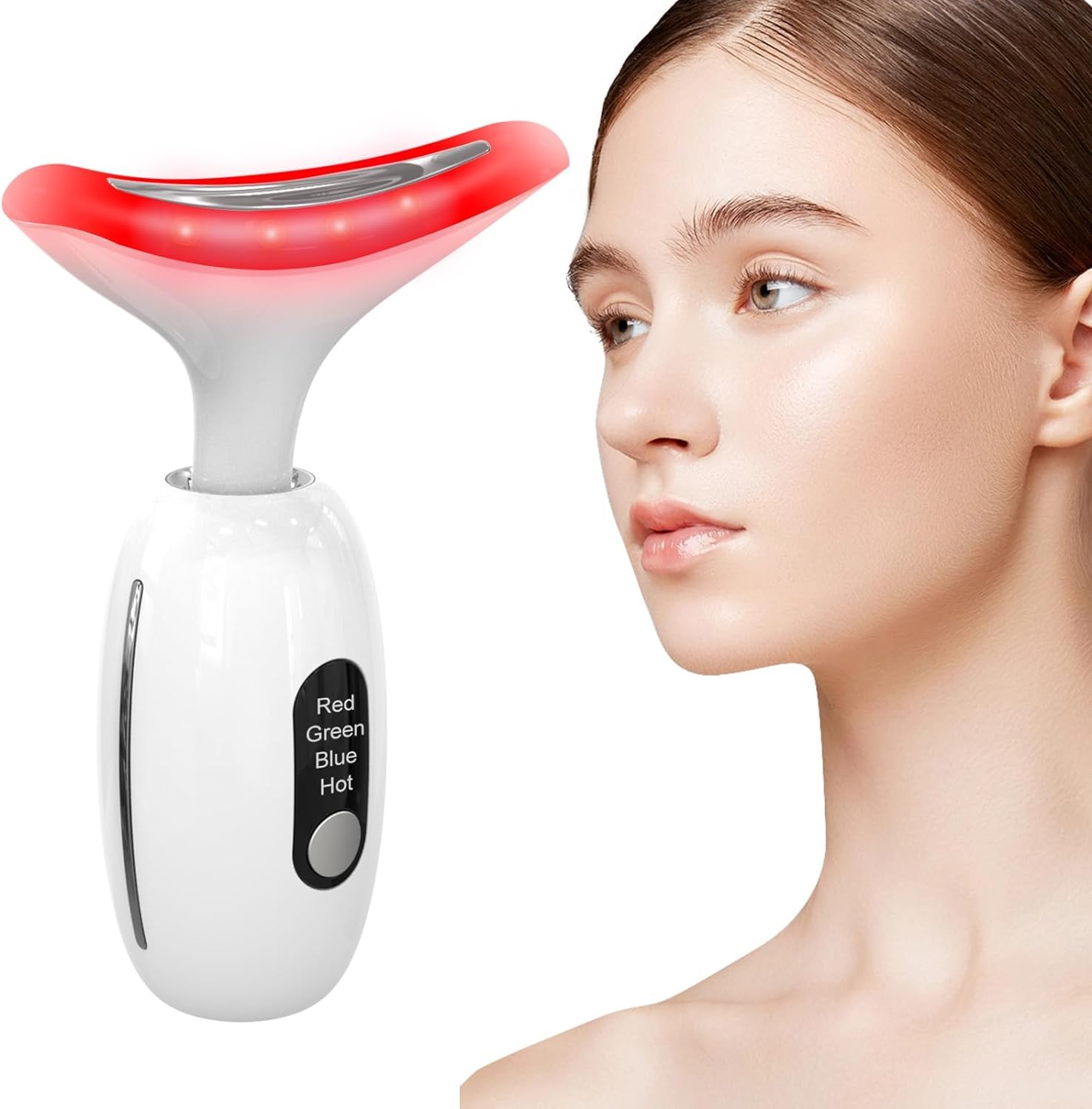 LED Face and Neck Massager, High Frequency Vibration/5°C Cold/45°C HOT ...
