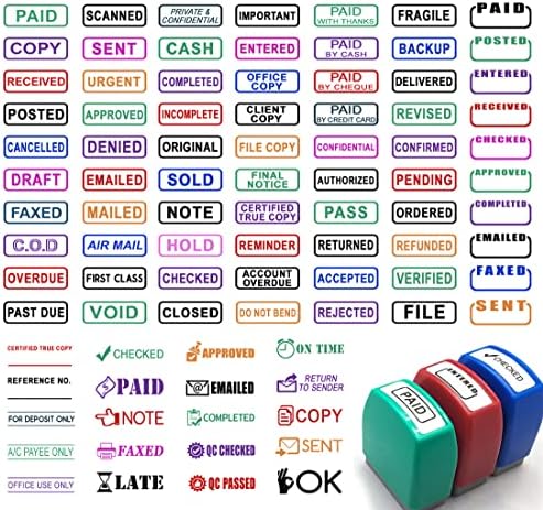 Amazon.com : 3 pcs Account Stamp kit, Paid Stamp, Wording Stamp, 100 ...