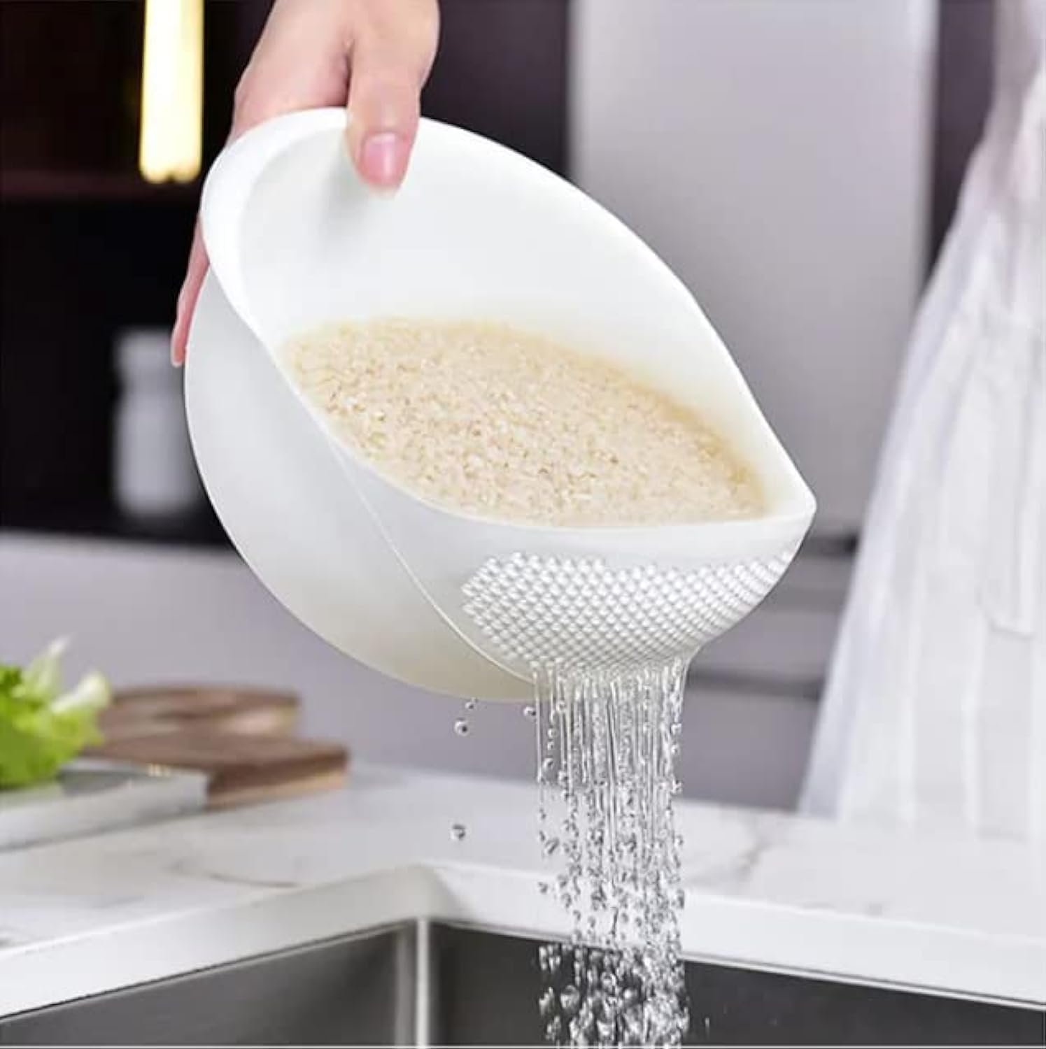 Amazon.com: Rice Sieve Plastic Colander Kitchen Drain Basket with ...