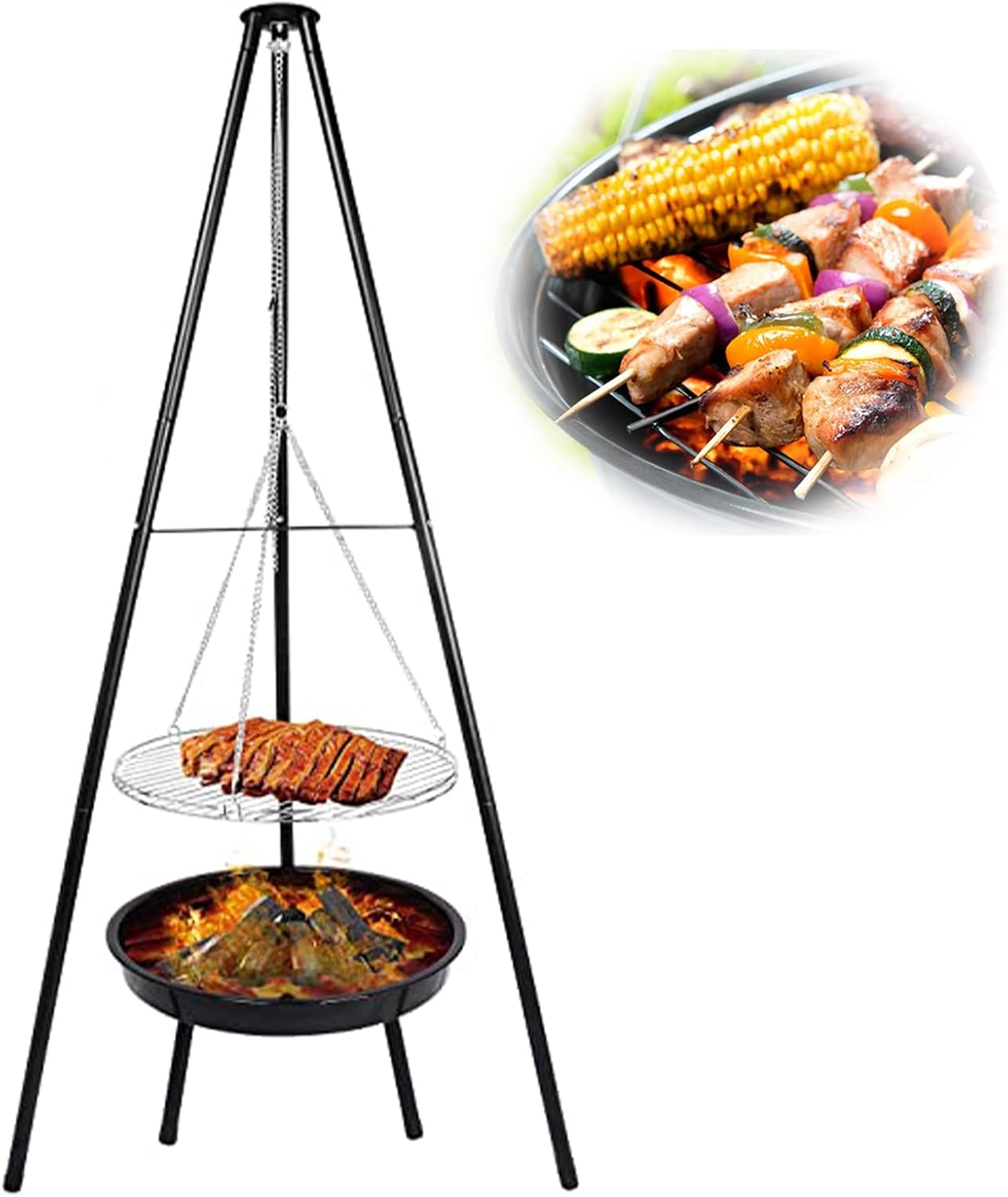 Amazon.com : Campfire Tripod For Cooking,Dutch Oven Tripod Cooking ...