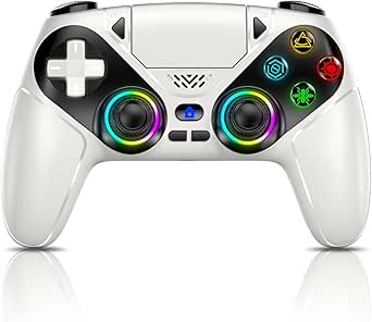 Gamrombo LED Wireless Controller for PS5, Compatible with PS5 Pro/Slim/PC, Dual Vibration, Macro ...