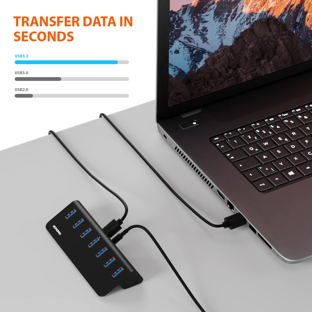 Snapklik.com : Achoro 7 Ports Powered USB HUB 2nd Generation 10GB Super ...