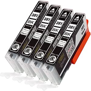 Amazon.co.jp: Canon キャノン BCI-381 (BK/ブラック)【4本セット】 最新 互換 インクカートリッジ 381 BCI381 381BK BCI-381BK 黒 ...