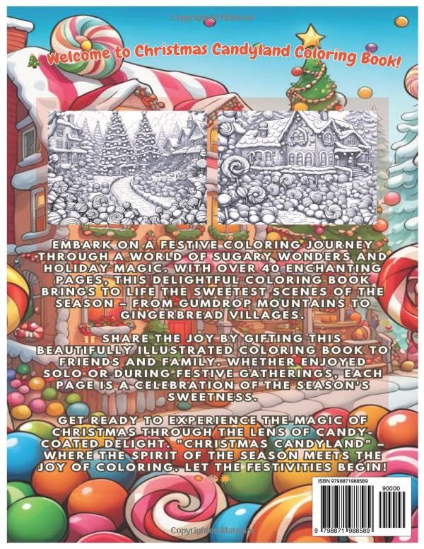 Christmas Candyland Coloring Book: A Festive Holiday Coloring Adventure ...