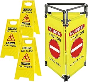 Amazon.com: CERLMLAND 3P Caution Wet Floor Sign & Do Not Enter-Signs ...