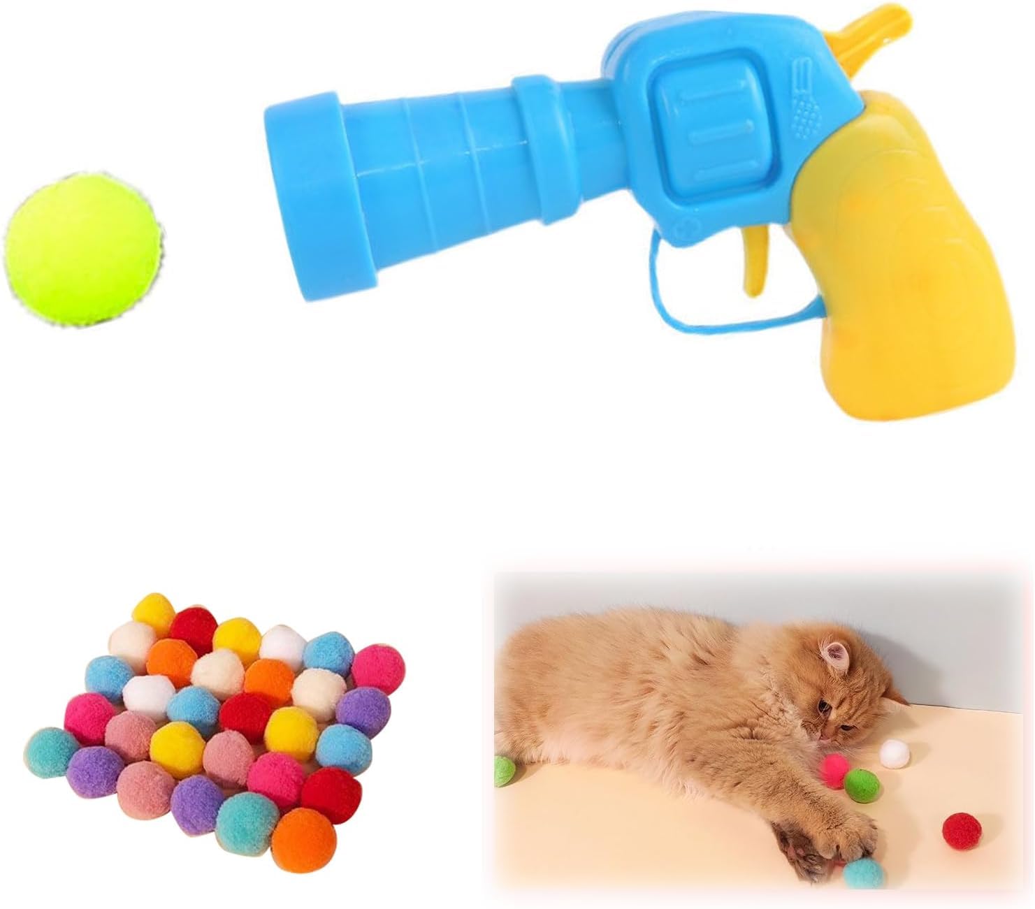 Amazon.com : Plush Ball Shooting Gun,Mini Foam Balls Blasters,Pet ...