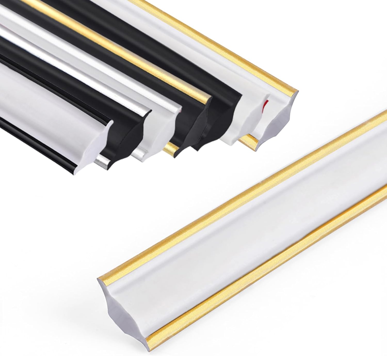 Jackfru 5M Wall Trim White+Gold (12 x 9 mm), Ceiling Mouldings Self ...
