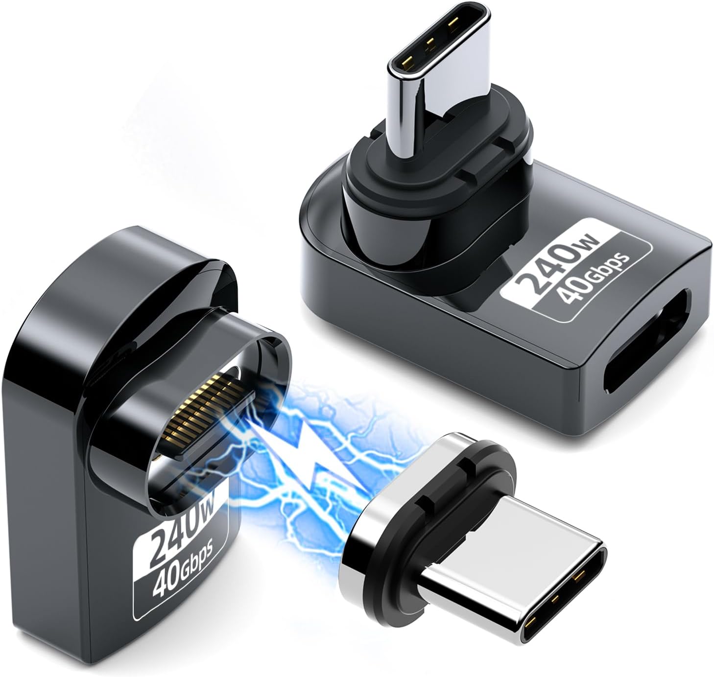 Amazon.com: AreMe 140W Magnetic 90 Degree Adapter (2 Pack), Right Angle USB-C Male to USB-C ...