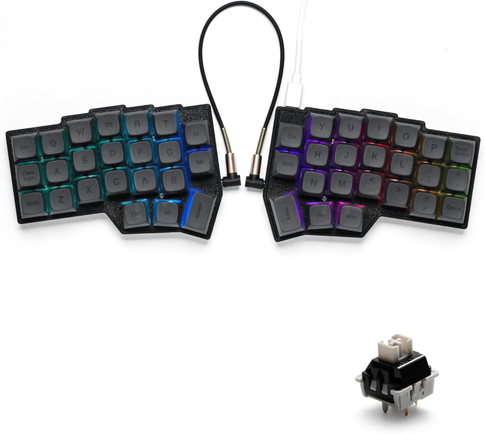 Amazon.com: YIVU CORNE V4 Wired Split Mechanical Keyboard, 40% 3x6 ...
