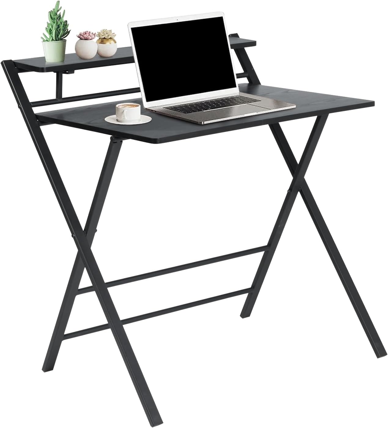 Amazon.com: FurnitureR Folding Desk 2-Tier Foldable Table Space Saving ...