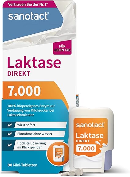 sanotact Laktase 7.000 DIREKT (90 Mini Laktasetabletten) • Laktose ...