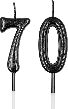 Amazon.com: 70th Birthday Candles, Black Number 70 Candle for Cake ...