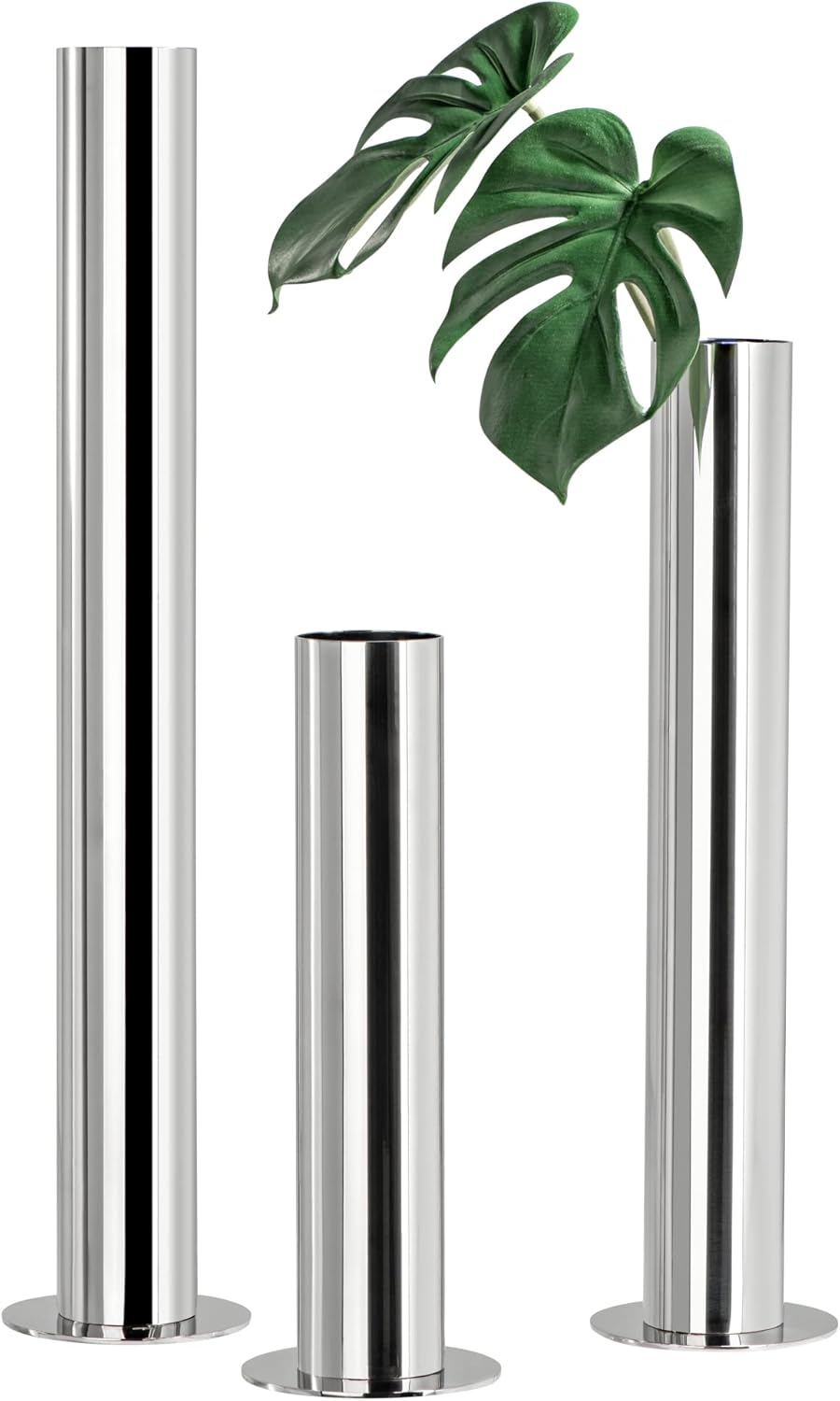 طقم 3 مزهريات انابيب ستانلس ستيل من توري اند تاغوس 901890 - كروم ...