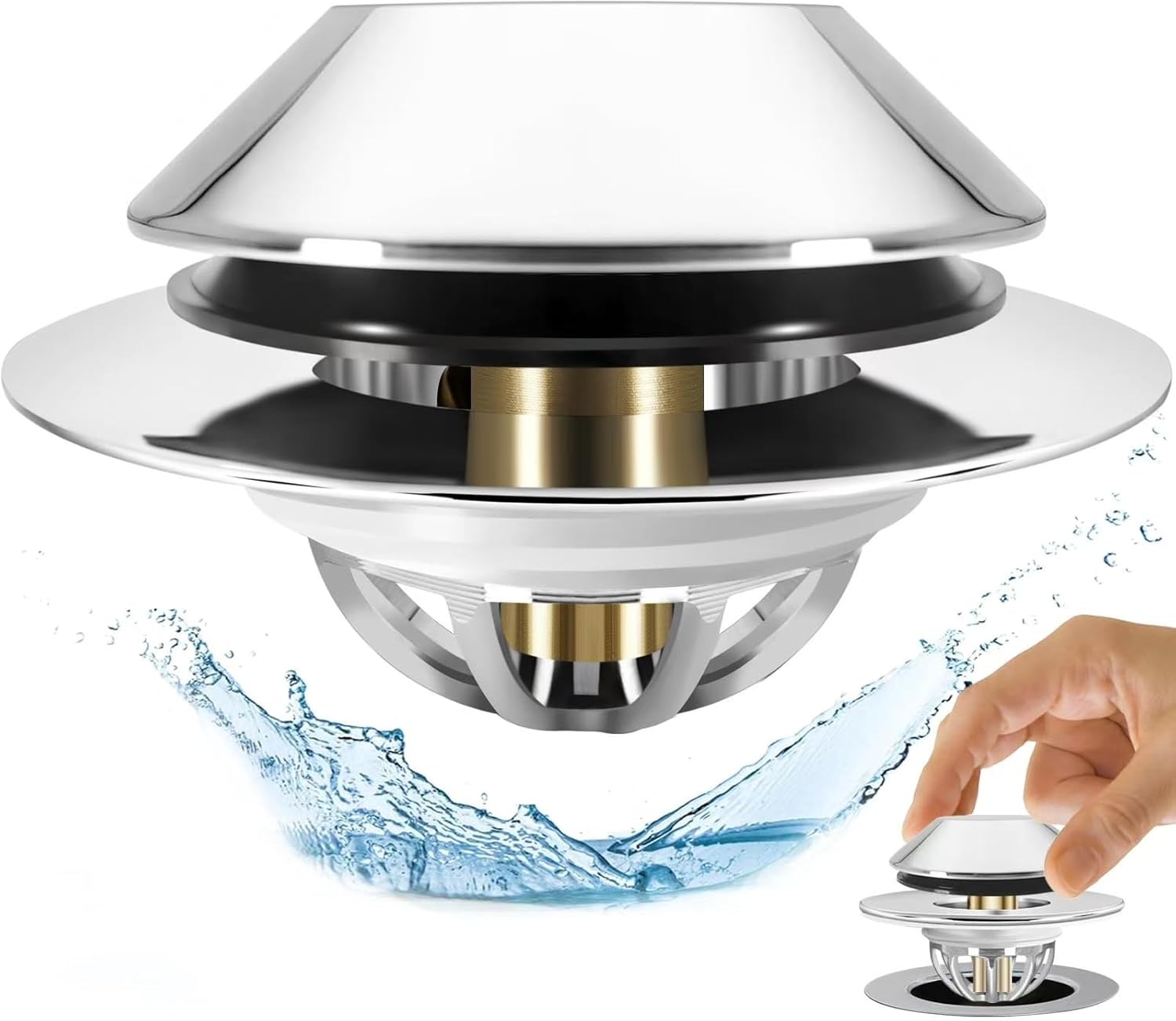 Anlige Bathtub Drain Stopper,Pop Up Tub Stopper Bottom with Drain Hair ...