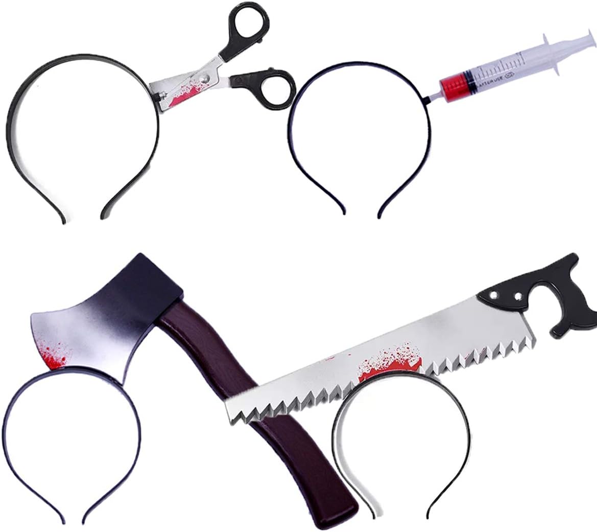 Amazon.com: eLUUGIE 4 Packs Halloween Headpiece/Headbands Scary Hair ...
