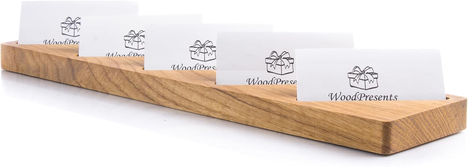 Amazon.com : WOODPRESENTS Oak Wood Multiple Business Card Holder - 5 ...