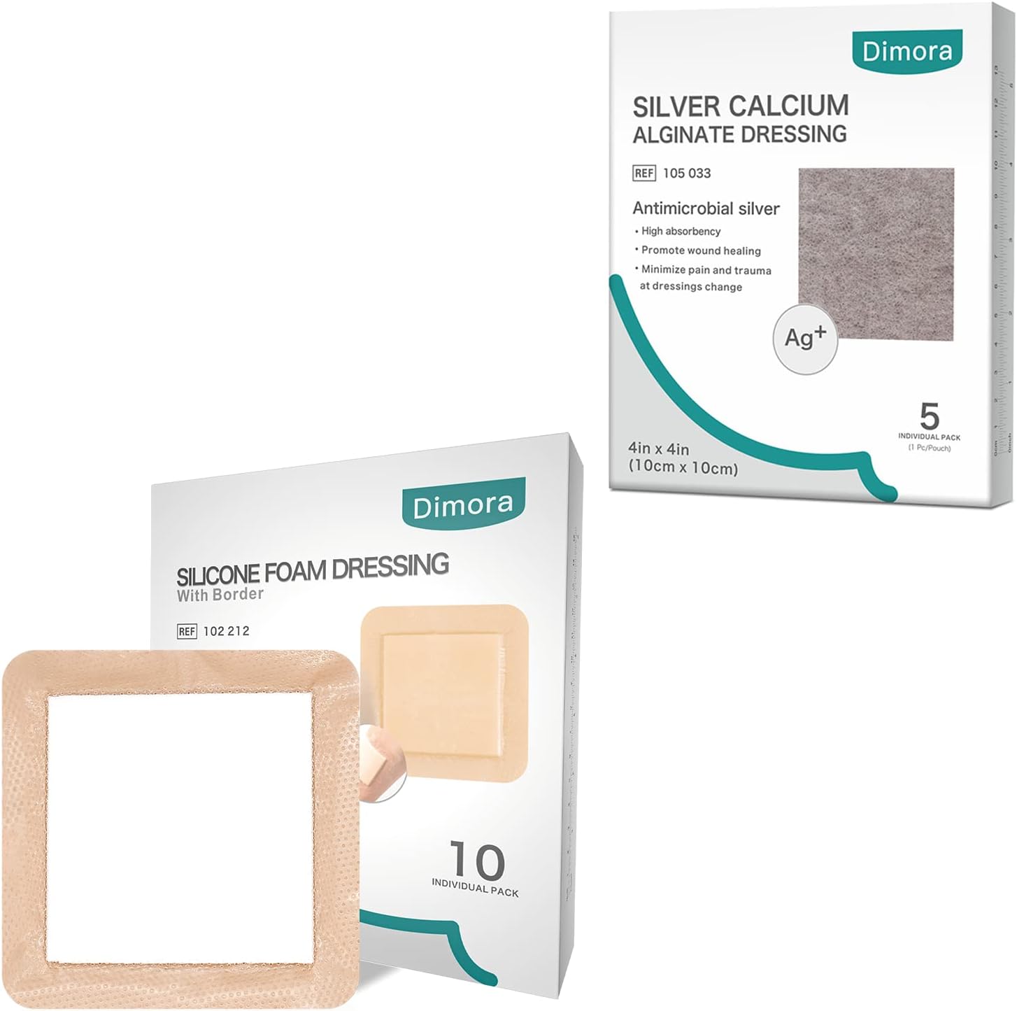 Amazon.com: 5 Pack Ag Silver Calcium Alginate Non-Stick Pads 4'' x 4 ...