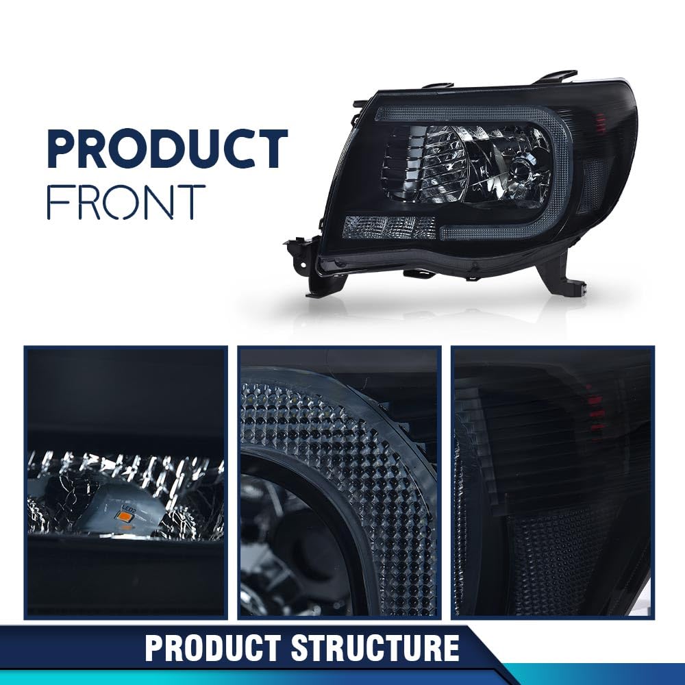 PIT66 LED Tube Projector Headlights Headlamps W/O Bulbs Compatible with ...