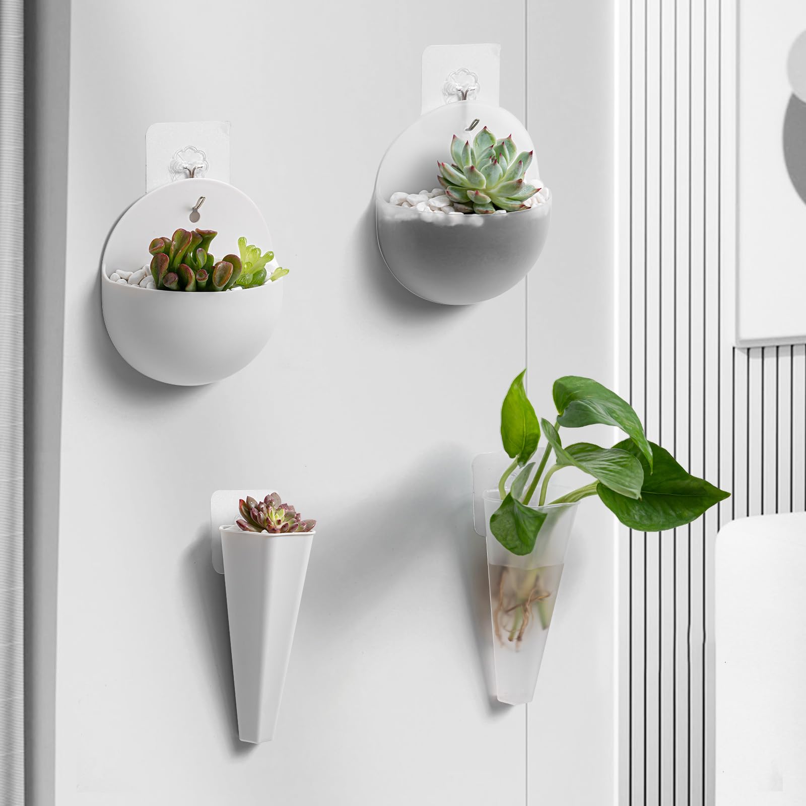 Flower Wall Decor 4-Pack Boho Wall Planters - Small Hanging Pots For ...