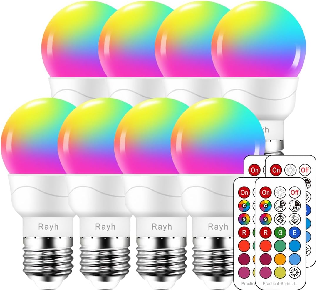Color Changing Light Bulb, RGB LED Light Bulbs with Remote Control,40W ...