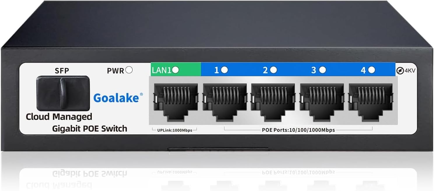 Amazon.com: Poe Switch, 5 Ports Gigabit PoE Switch (4 Ports gigabit ...