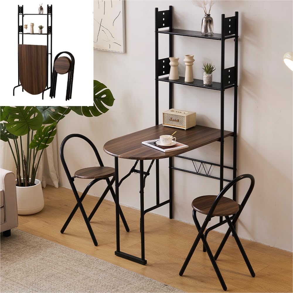 Amazon｜OSJ ダイニングテーブルセット 折りたたみテーブル 折り畳み椅子 2人用 3点セット ダイニングセット リビングテーブル 木製 スチール 食卓 チェア2脚 幅91 コンパクト ...