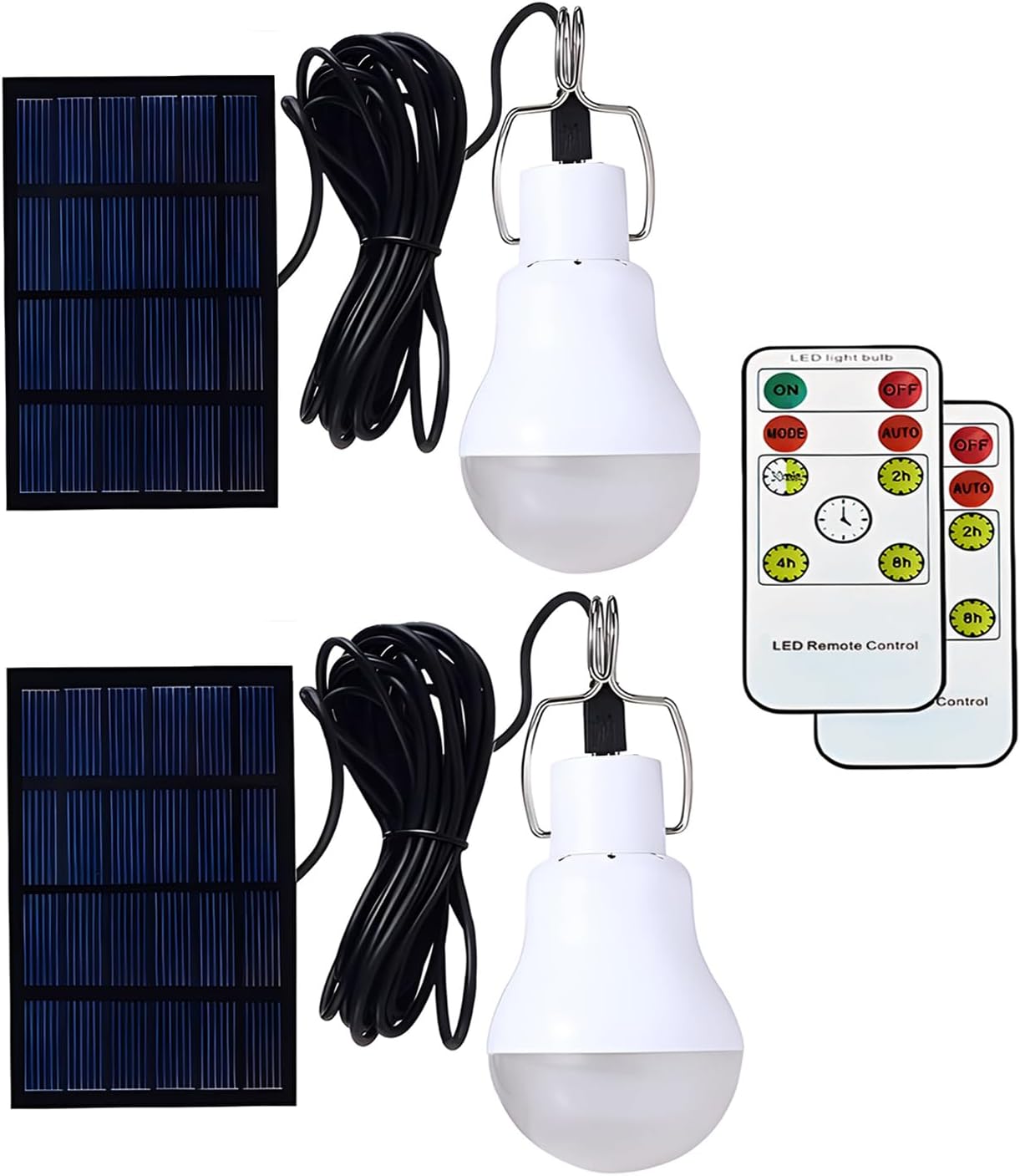 Meichoon Solar Light Bulb 2pcs Remote Control Portable LED Bulb Light ...