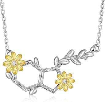 SVODEA - Collar de molécula de serotonina para mujer, plata de ley 925 ...