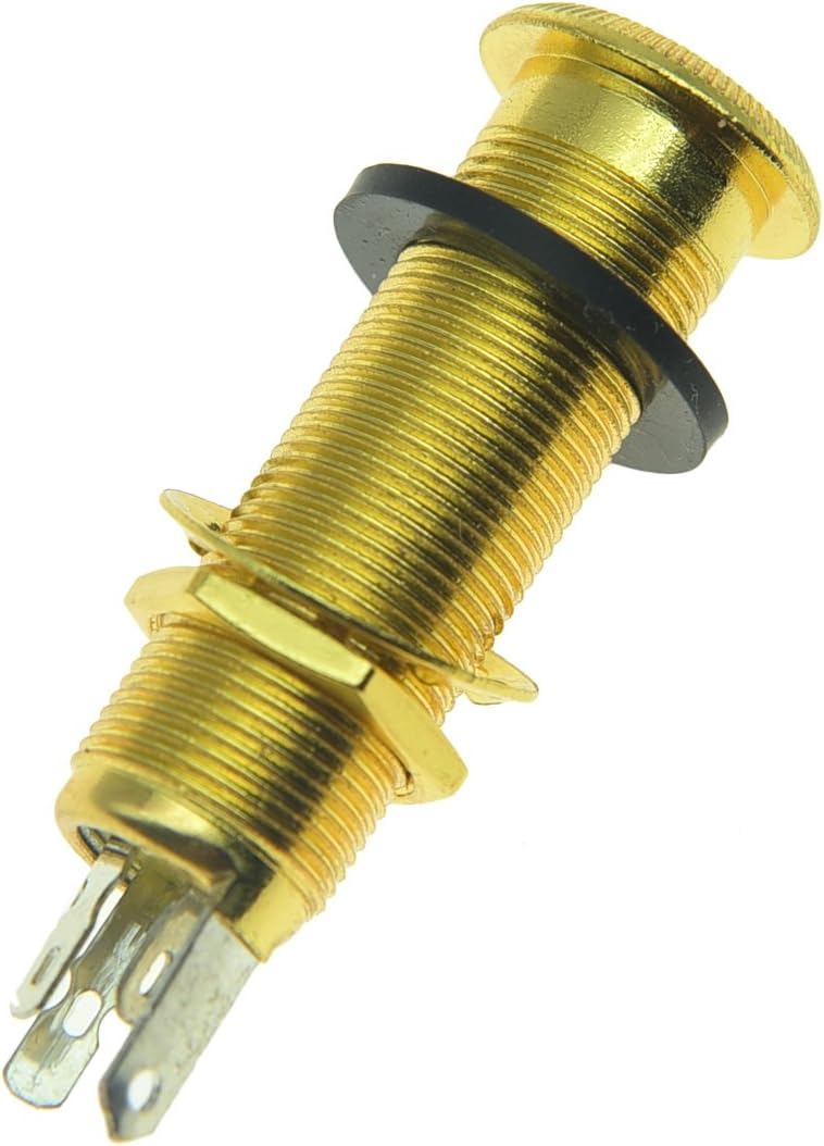 KAISH Stereo Copper Guitar Bass Barrel Jack Cylinder Input/Output Jacks ...