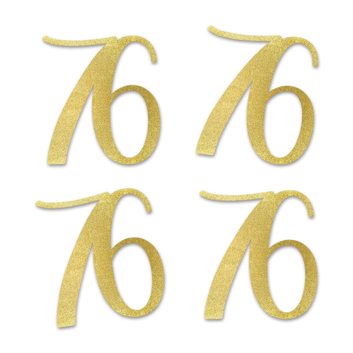 Amazon.com: Gold Glitter 76 Cut-Out Numbers, 76th Birthday Party ...