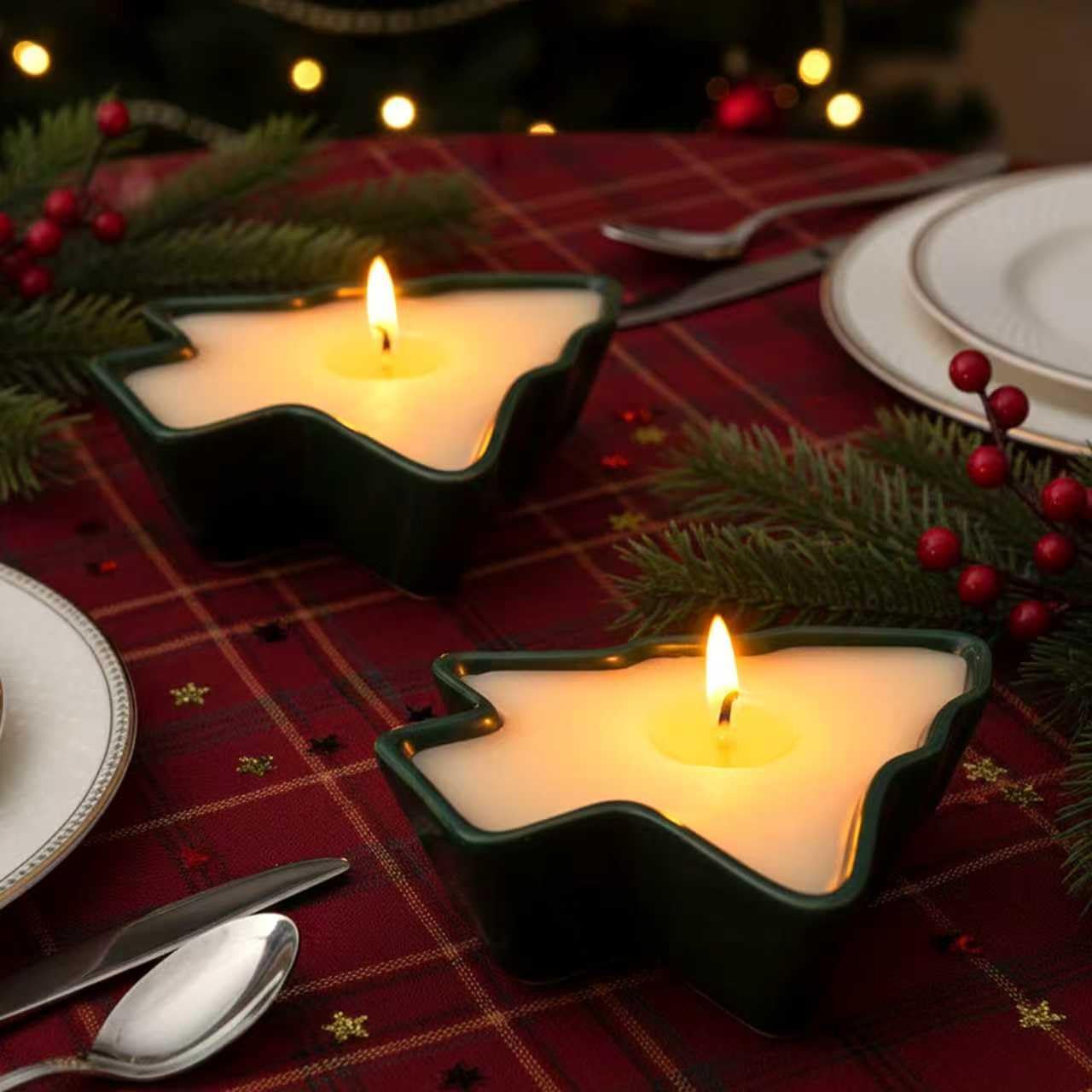 Amazon.com: 2 pcs Christmas Tree Shaped Scented Candles Christmas Tree ...
