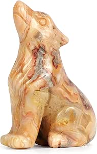 Amazon.com: Hxswkk Crazy Lace Agate 2" Crystal Wolf Statue Wolf ...