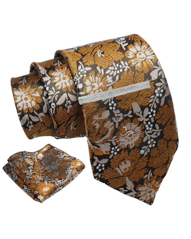Buy Axlon Mustard Pasiley Tie For Men – Formal Ties Set With Pocket ...