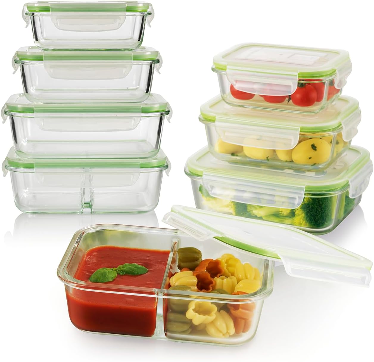 GOURMETmaxx Klick-it Glass Food Storage Containers, Set of 8, Lunch Box ...